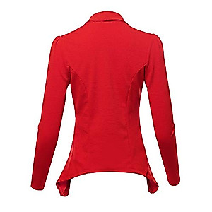 SSOULM Women's Long Sleeve Classic Draped Open Front Lightweight Blazer RED S