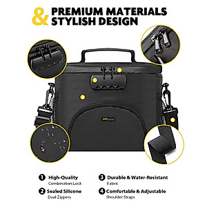 SafeDelux Insulated Lunch Bag with Combination Lock - Durable, Leakproof, Large Cooler Bag with Adjustable Shoulder Strap for Men Women (Black)