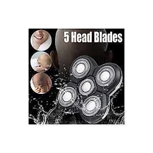 5 Head Shaver Head, Replacement Shaving Head for Shaver, Easy to Install Electric Shaver Head, 4D Rotary Cutting Head Double Ring Blade, Universal for 5 Head Shavers.