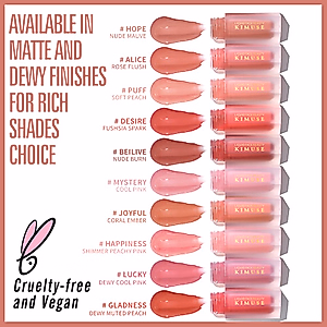 KIMUSE Soft Cream Blush Makeup, Liquid Blush for Cheeks, Weightless, Long-Wearing, Smudge Proof, Natural-Looking, Dewy Finish