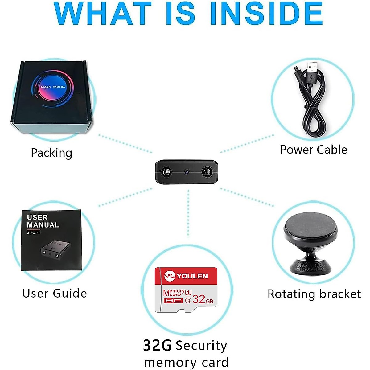 【Free 32G】 Smallest Wireless WiFi IP Camera,HD1080P Spy Camera,Pet Camera,Baby Monitor Camera for Video Recording Live Feed,Night Vision,Motion Detection,Cloud Storage for Security with iOS Android