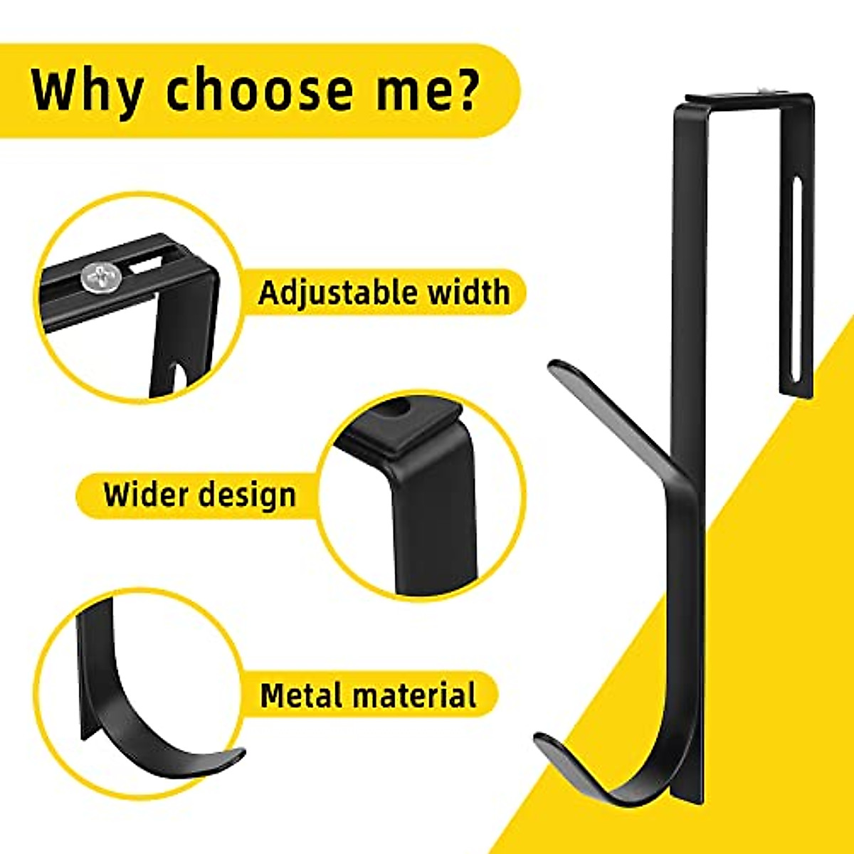 Wehhbtye Adjustable Double Coat Hooks,Thick Cubicle Wall Coat Hook,Metal Over The Panel Double Hook Adjusted to Fit 1.35 to 3.5 Inch Thickness Panels for Wall Panel (2pcs)