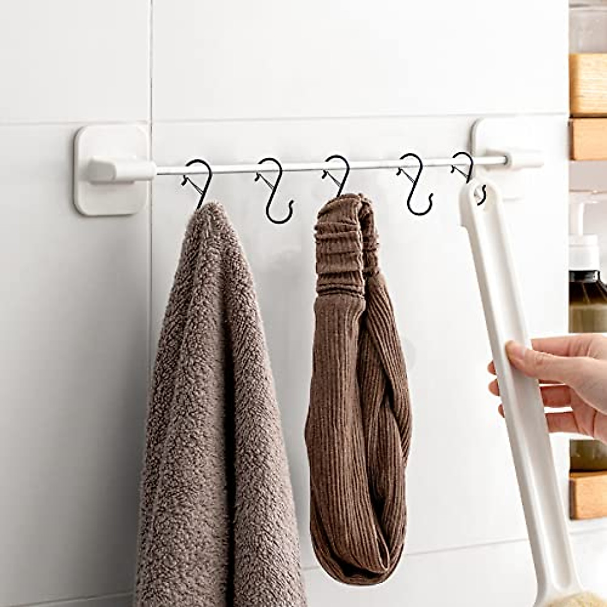 Baoswi 9 Pack S Hooks for Hanging Black S Hooks Heavy Duty Metal Hooks with Safety Buckle Design for Hanging Plants, Lights, Kitchenware, Pans, Pots, Utensils, Clothes, Towels