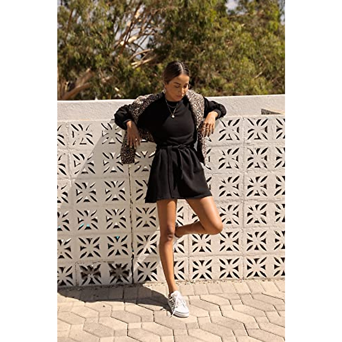 Bandier SJ-SJB10004-Sincerely Jules x The Dahlia Sweatshirt Dress-Black-S