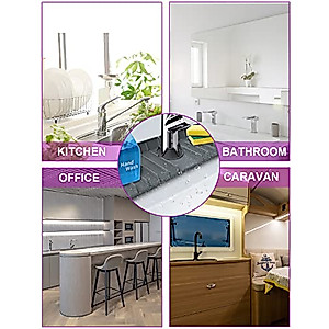 Decyam Upgrade Kitchen Sink Splash Guard, Silicone Faucet Handle Drip Catcher Tray, Kitchen Sponge Holder Faucet Absorbent Sink Protectors Mat for Kitchen Bathroom Sink Accessories (2 pcs black)