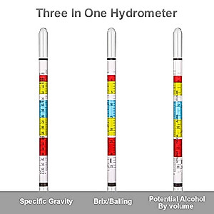 Circrane Hydrometer & Glass Test Jar Set, Triple Scale Alcohol Hydrometer with Glass Cylinder for Brew Beer, Wine, Mead and Kombucha, ABV, Brix and Gravity Test Kit, Home Brewing Supplies