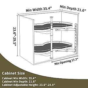 WHIFEA Blind Corner Pull Out Cabinet Organizer, Soft Close 2 Tier Swing Tray, Non-Slip Spice Rack for 36 inch Kitchen Cabinet, Heavy Duty Storage Organizer, Adjustable Height