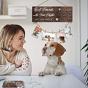 GEMTEND Pet Memorial Gifts, Paw Prints Sympathy Frame Gift for Loss of Dog and Cat, Dog and Cat Memorial Gifts, Clips and Twine for Photo Hanging, Makes a Personalized Gift for Pet Lovers