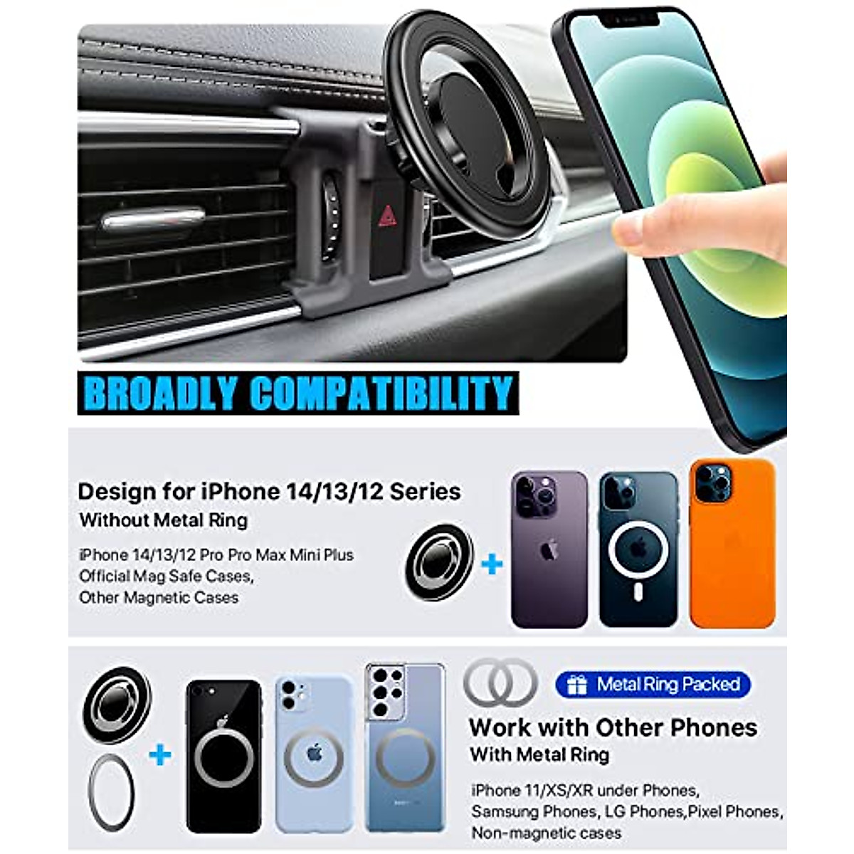 VE VE POWER Car Phone Holder, Air Vent Phone Holder, Car Mount for Mazda CX5 2017-2023, Magsafe Magnetic Navigation Stand Fit for iPhone 14 13 12 Pro Max Plus Mini, MagSafe Case, All Phones