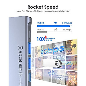 LENTION USB C Hub with 100W PD + 40Gbps USB C Port, 4K HDMI, 2 USB 3.0 and SD/Micro SD Card Reader Compatible 2022-2016 MacBook Pro 13/15/16, New Mac Air, Stable Driver Adapter (CB-CS64, Space Gray)