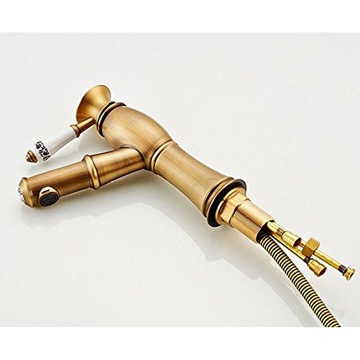 SJQKA-Antique basin faucet, bathroom all copper pull faucet, hot and cold retro faucet, telescopic table, basin faucet