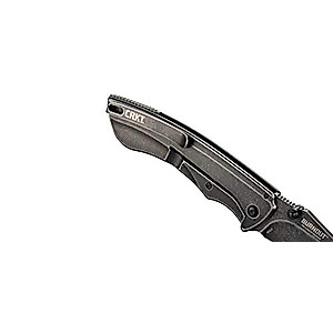 CRKT Burnout EDC Folding Pocket Knife: Everyday Carry Folder with Frame Lock, Drop Point Blade, Black Stonewash Finish, Thumbstud, Assisted Opening, Carbon Fiber and G10 Handle 4123K