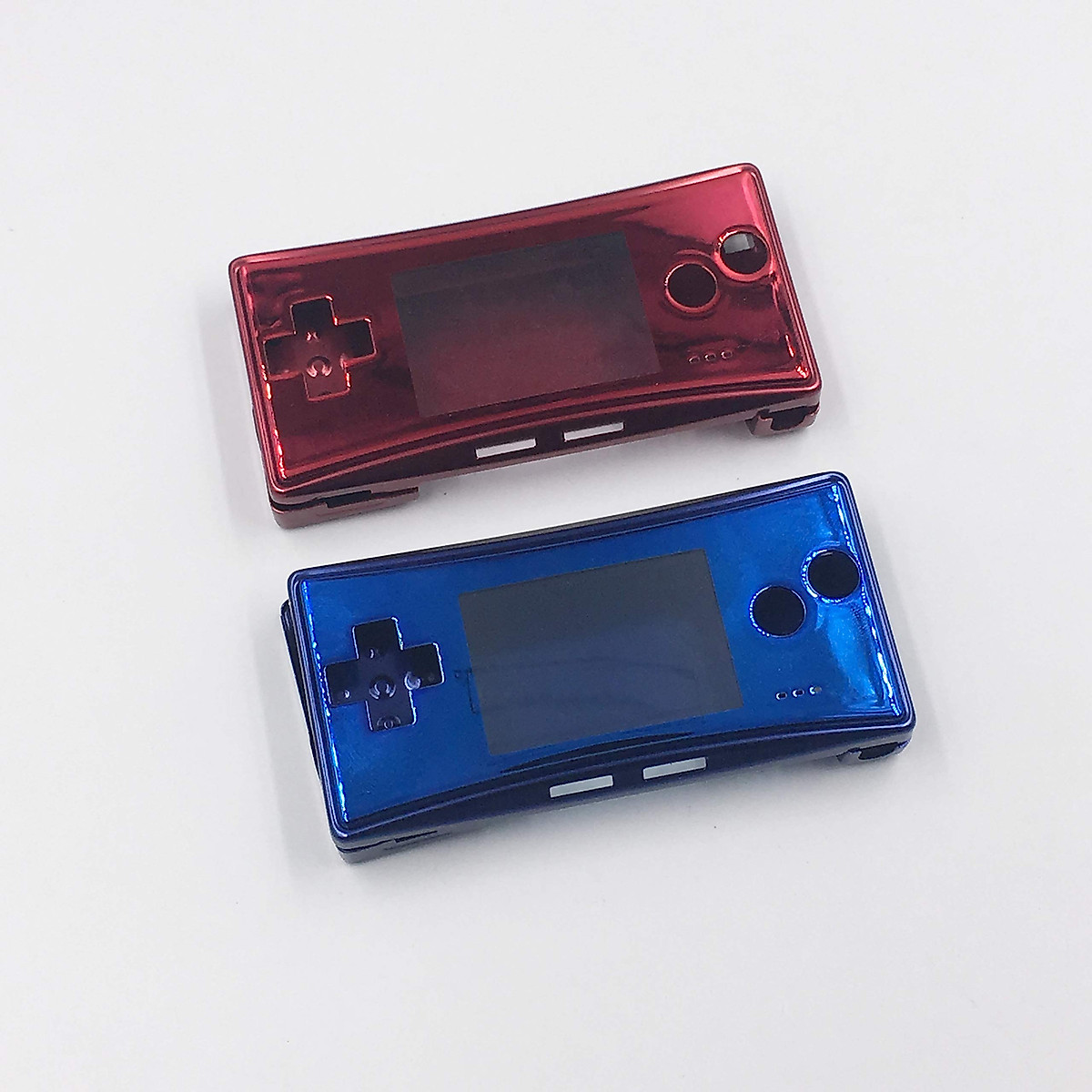 Replacement 4 in 1 Metal Front Cover Faceplate Bottom Housing Shell Pack with Full Screws Set for Gameboy Micro GBM Case Cover Blue