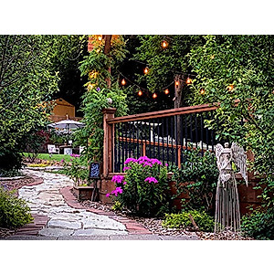 E-view Antique Metal Angel Garden Statue - Weather Resistant Indoor Outdoor Sculptures Yard Lawn Patio Art Decor Guardian Angel for Mother 32" H