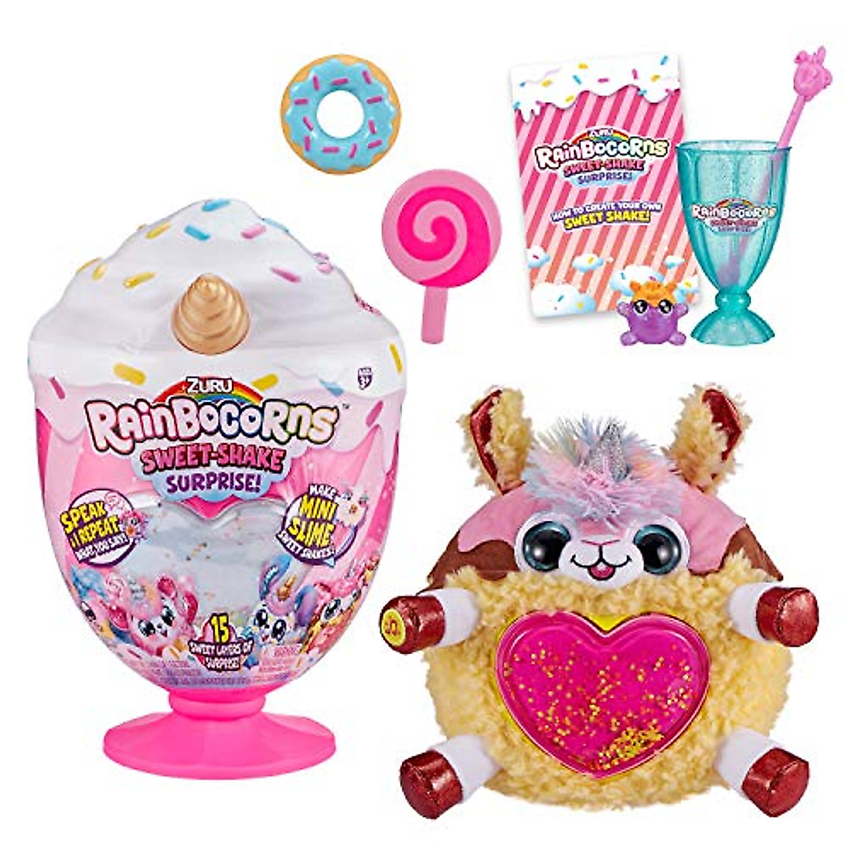 Rainbocorns Sweet Shake Surprise - 13" Llama Cuddle Plush Scented Stuffed Animal - 15+ Layers of Surprises, DIY Slime Mix, Talkback Feature and More, Ages 3+