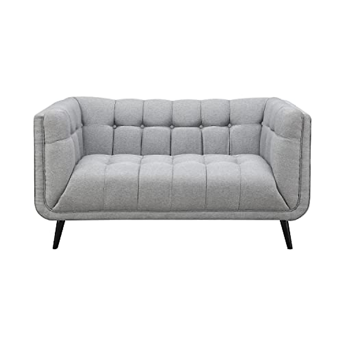 AC Pacific Sara Button Tufted Upholstered Living Room Loveseat, Gray