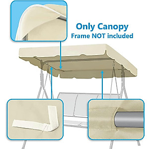 Universal Garden Swing Seat Canopy Replacement, 2 3 Seater Swing Chair Cover Set, Waterproof Anti-UV Heavy Duty Hammock Top Cover for Garden (Color : Red, Size : 142x120x18cm)-