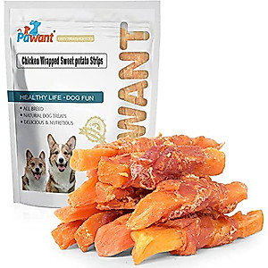 Pawant Dog Treats Chicken Wrapped Sweet Potato Dog Treats, Puppy Training Snacks, Rawhide Free Treats 1lb/454g