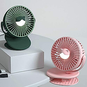 Fjyikj Rechargeable Battery Powered Clip-Fan with Night-light Battery Operated Mini Clip on Fan,Portable Cooling Fan with 3 Speed,USB Desk Fan,Stroller Fan,Fan for Home Office Camping (Green)
