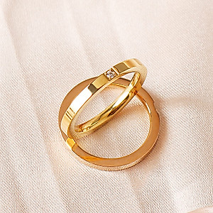 CHUQIU 3PCS Love Friendship Ring Gold Ring Sets for Women Stainless Steel Wedding Statement Thumb Ring 18K Gold Silver Rose Plated Cubic Zirconia Rings Jewelry Gifts for Her