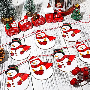 Christmas Wooden Snowman Bunting Banner Xmas Snowman Garland Christmas Hanging Snowman Banner 6.56 ft Xmas Party Decorations for Christmas Festive Holiday Home office Winter Photo Props Decoration
