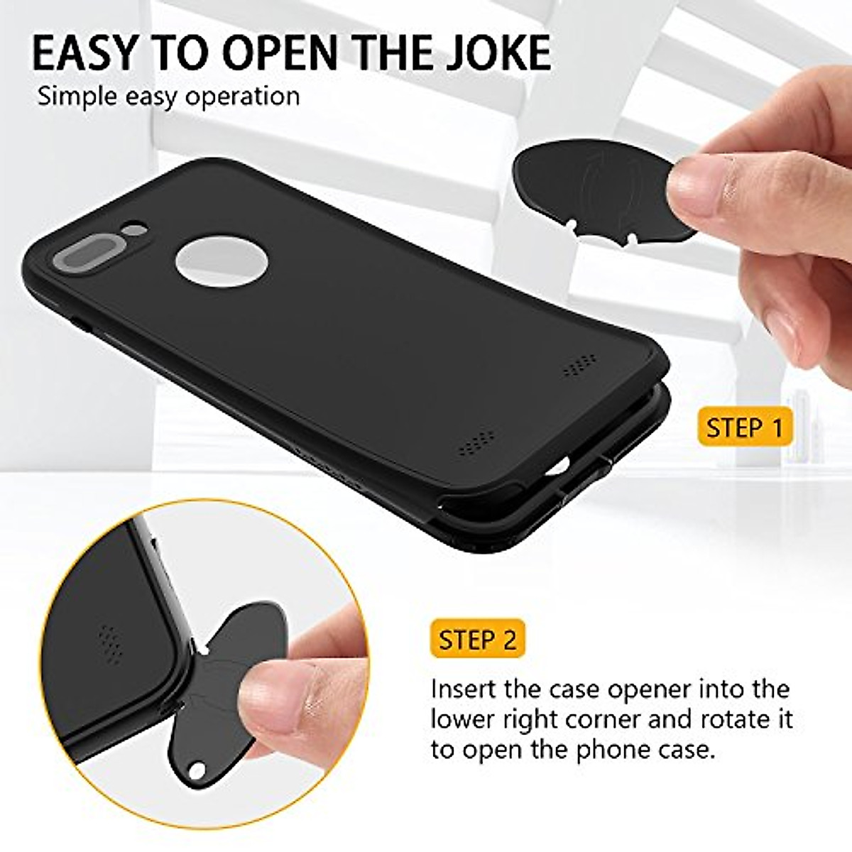 LOVE BEIDI iPhone 8 Plus & 7 Plus Waterproof Case - Underwater Snowproof Dirtproof Shockproof Cover Black/Gray