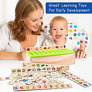 Wooden Montessori Toys for Toddlers Learning Activities Sorting Box Educational Toys Preschool Kindergarten Games Autism Toys Motor Skills STEM for Girls Boys Age 1-2 2 3 4 Year Old Kids Birthday Gift