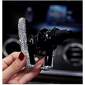 Bestbling Luxury Fashionable Convenient Bling Rhinestone Crystal Car Dash Air Vent Slip-On Adjustable Phone Holder for Easy View GPS Screen (Silver M Holder)