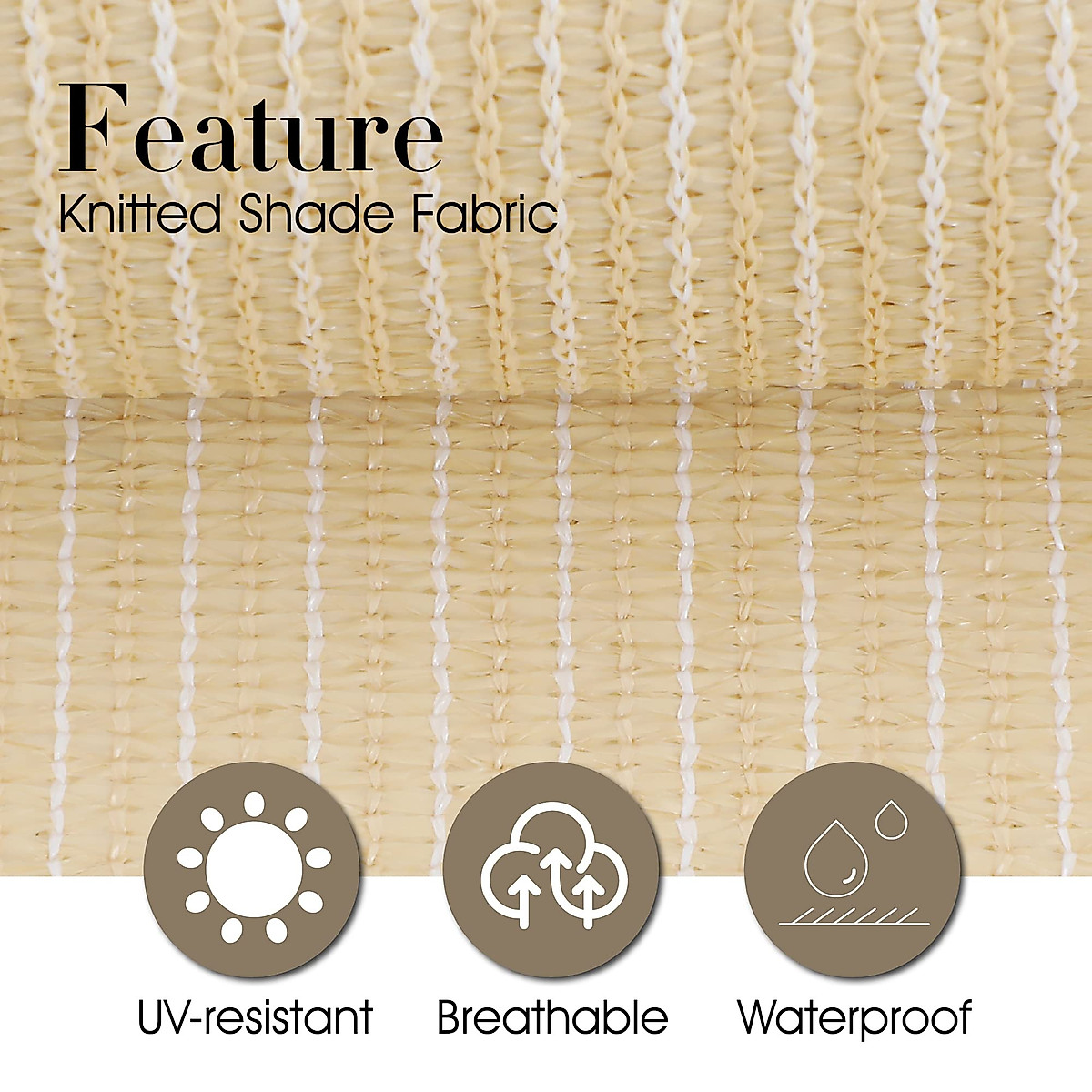 PHI VILLA Outdoor Roller Shade 8' (W) x 8' (H), Patio Shades Roll Up, Wheat