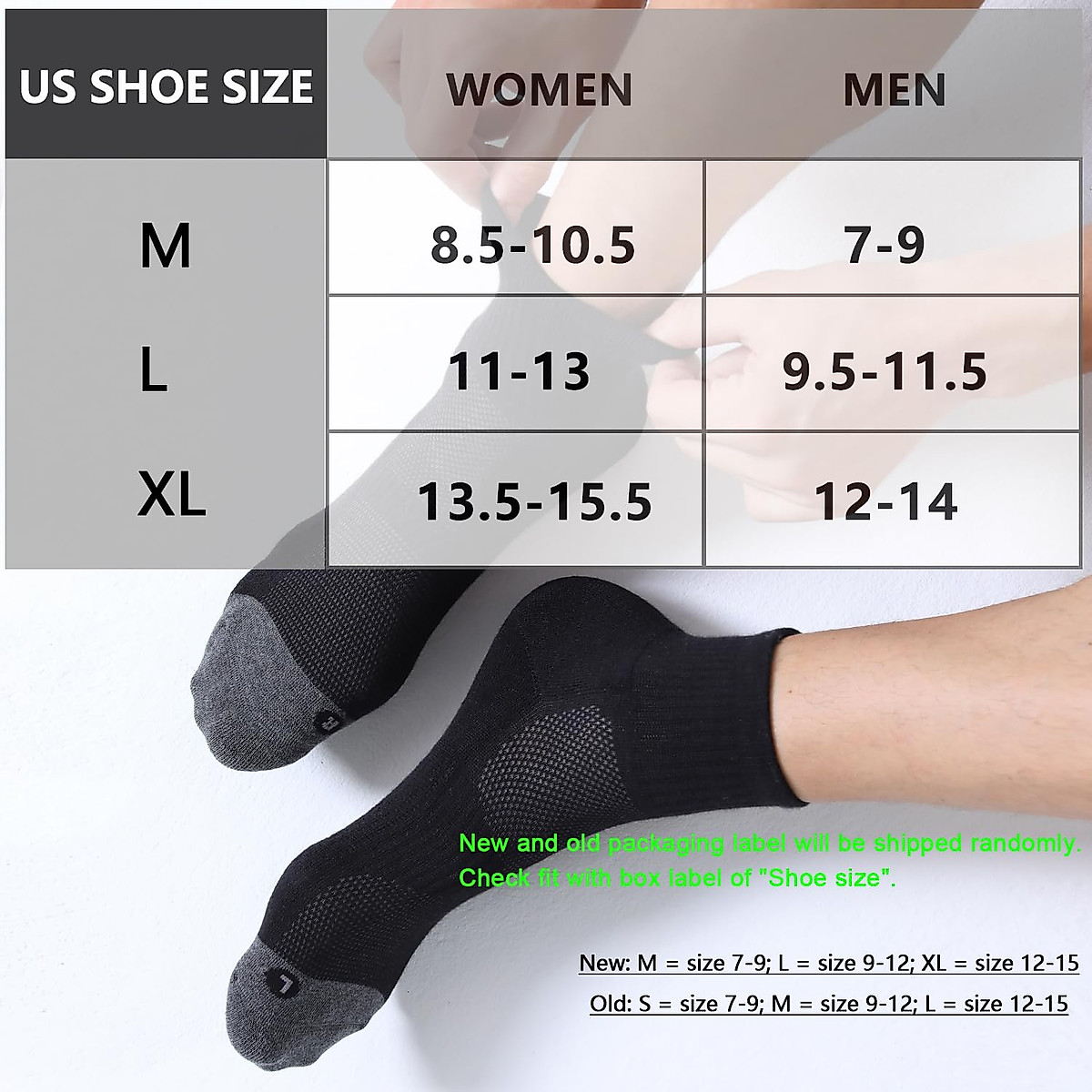 FITRELL 6 Pack Men's Athletic Ankle Socks Cushioned Sports Running Socks, Shoe Size 12-15, Black