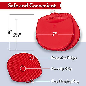 Kitchen Silicone Pot Holders - Flexible & Durable Oven Hotpads - Cooking Accessories with Pocket are Healthier, No Nasty Things Will Grow Inside or Out (Red, 1 Pair)