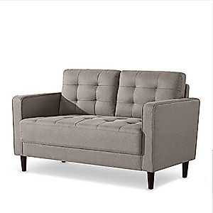ZINUS Benton Loveseat Sofa / Grid Tufted Cushions / Easy, Tool-Free Assembly, Stone Grey