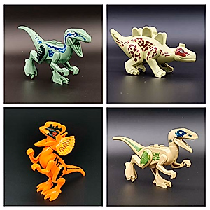 Toysvill Compatible Dinosaurs Mini Figures for Jurassic World Building Blocks Toys (Set of 20 Pieces) with Moving Parts. T Rex, Dragon Sword, Pterodactyl, Tyrannical Dragon, Stygimoloch et al.