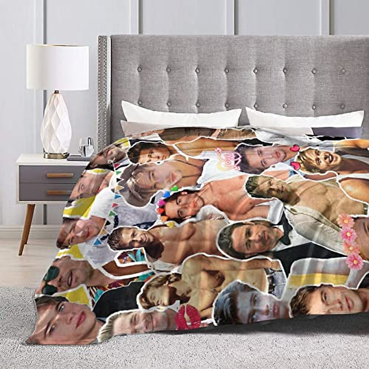 Blanket Brad Pitt Soft and Comfortable Warm Fleece Blanket for Sofa,Office Bed car Camp Couch Cozy Plush Throw Blankets Beach Blankets