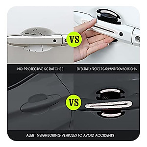 8Pcs Universal 3D Car Door Handle Paint Scratch Protector, Reflective Stripe Stickers Anti-Scratch Car Outdoor Safety Warning Marker