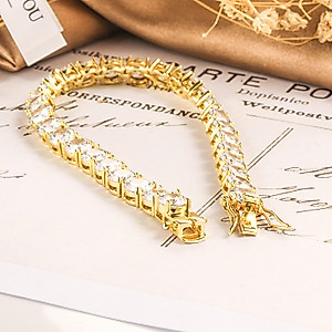 Gemsme 5MM Tennis Bracelets for Women, 18K Gold Plated 5mm Round Gorgeous Cubic Zirconia Tennis Bracelets for Men