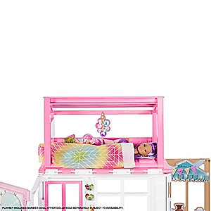 Barbie Dollhouse with Doll, 2 Levels & 4 Play Areas, Fully Furnished, 3 to 7 Year Olds