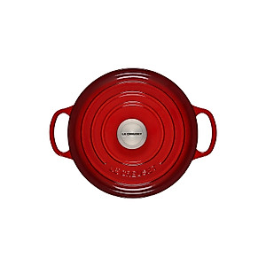 Le Creuset 8 Piece Multi-Purpose Enameled Cast Iron with SS Knobs, Stoneware, and Toughened Nonstick PRO Fry Pan Complete Cookware Set - Cerise