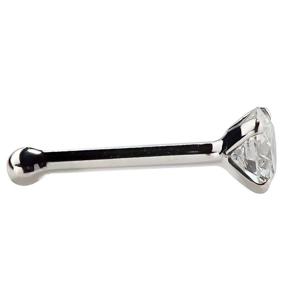 FreshTrends SI1-2mm (0.03 ct. tw) Diamond 14K White Gold Nose Ring Bone - 18G