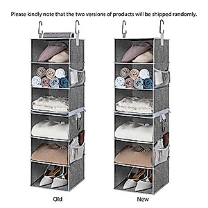 StorageWorks 6-Shelf Hanging Closet Organizers, Two 3-Shelf Separable Closet Hanging Shelves, Canvas, Gray, 12" D x 12" W x 48 ¼"H