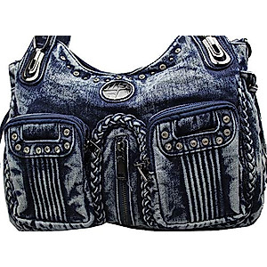 BOUYA Women's Denim Casual Hobo Bag Jeans Shoulder Bags for School Office Travel Retro Denim Bag Large-capacity One-shoulder Messenger Bag Tote Bag Hobo Purse for Teen Girls Women (Own Style Blue)