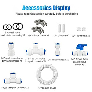 Refrigerator Water Line Splitter, 26-Feet 1/4" Fridge Ice Maker Water Line Connection Installation Kit for Leak-Free Addition of 1/4" or 3/8" Outlet Branch Waterway on RO Systems