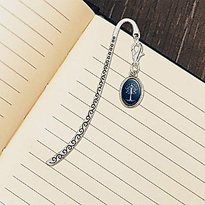 THE LORD OF THE RINGS Tree of Gondor Metal Bookmark Page Marker with Oval Charm