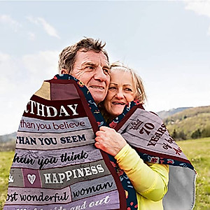 Muxuten 70th Birthday Gifts for Women/Men - 70th Birthday Gifts Blanket 60"X50" - Best Gifts for 70 Year Old Woman, 70 Year Old Birthday Gifts for Women, 70th Birthday Gift Ideas, Birthday Party Decor