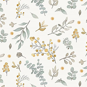 Hopepak 15.3''x118'' Floral Wallpaper Peel and Stick Wallpaper Leaf Floral Contact Paper Vintage Floral Decorative Wallpaper Removable Self Adhesive Wallpaper Vinyl for Home Cabinets Shelf