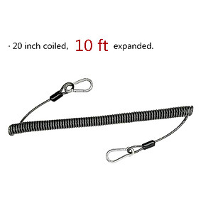 10ft-150LB Retractable Fishing Coiled Lanyard Stainless Steel Inside Heavy Duty Fishing Safety Rope Rod Leash Extension Cord Tether for Deep Sea Fishing Tools Rod Kayak Paddles