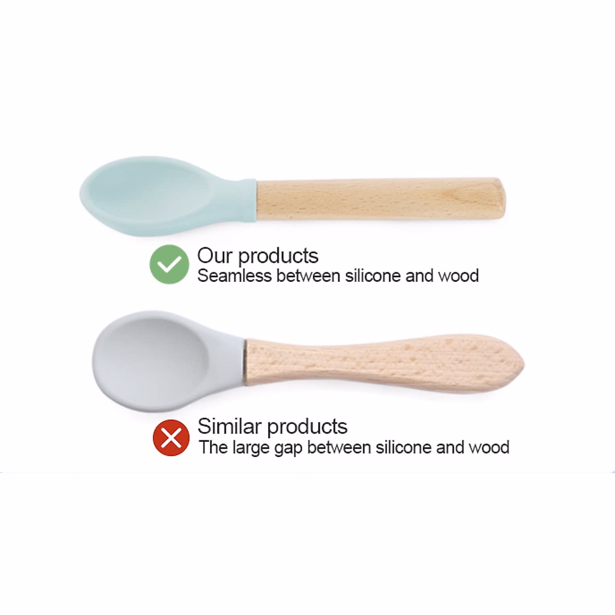 Silicone Baby Spoons- Silicone Tips for Toddlers and Baby- Self-Feeding Utensils (Pack of 4)