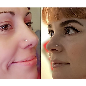 QWALIT Nose Studs 20g Nose Stud Diamond Nose Rings Stud for Women Surgical Steel Nose Piercing Stud Cute Nose Studs L Shaped Flower Heart Stud Nose Ring Gold