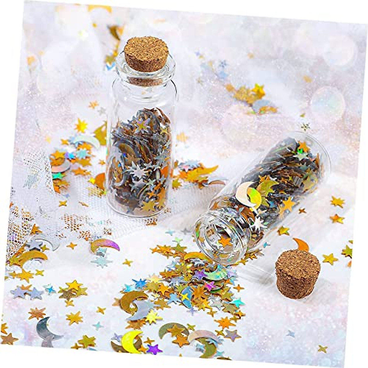 WIAMEE 3pcs 1 Stylesilver Decors and Mixed Balloon Iridescent Style Metallic Wedding Birthday Scatters Table Decorations DIY Decor Star of Festival Moon Decorative Party Glitter