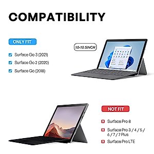 ProCase Rugged Case for Microsoft Surface Go 3 10.5" 2021 / Surface Go 2 2020 / Surface Go 2018, Shockproof Protective Cover Case with Pen Holder Hand Strap, Compatible with Type Cover Keyboard -Black